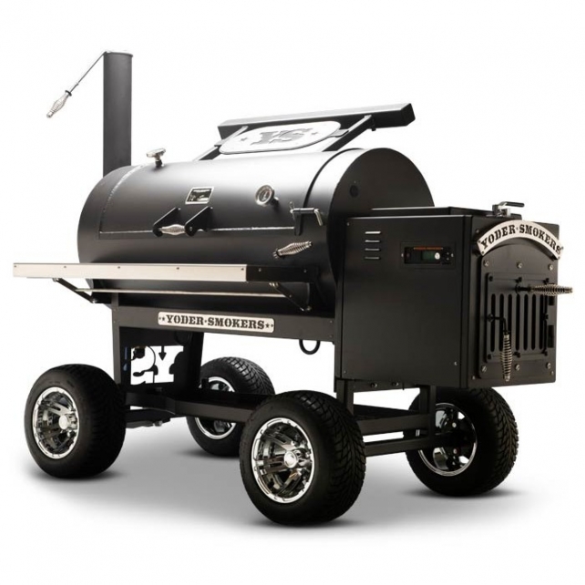 CIMARRONs Wood-Fired Pellet Smoker Deluxe Off Road Cart - Yoder Smokers